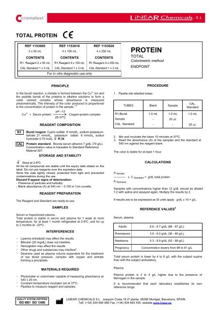 PROTEIN - LINEAR CHEMICALS