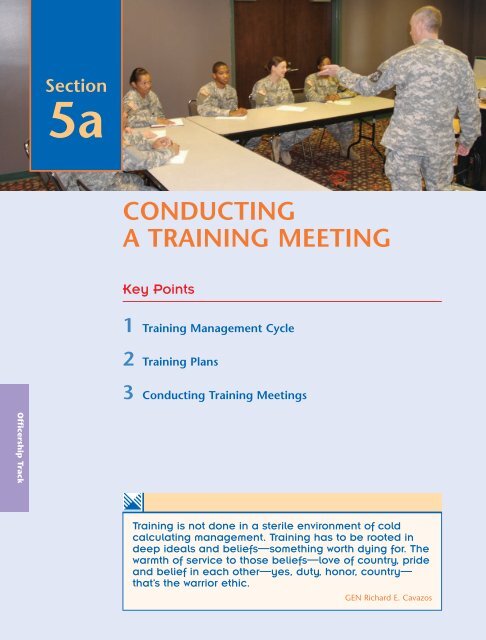 CONDUCTING A TRAINING MEETING - UNC Charlotte Army ROTC