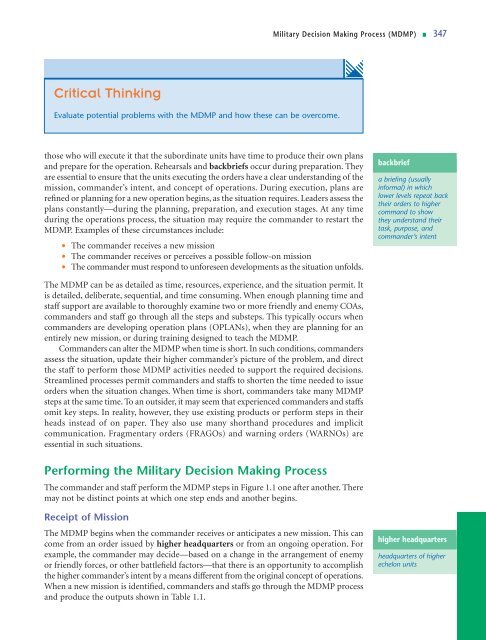 Military Decision Making