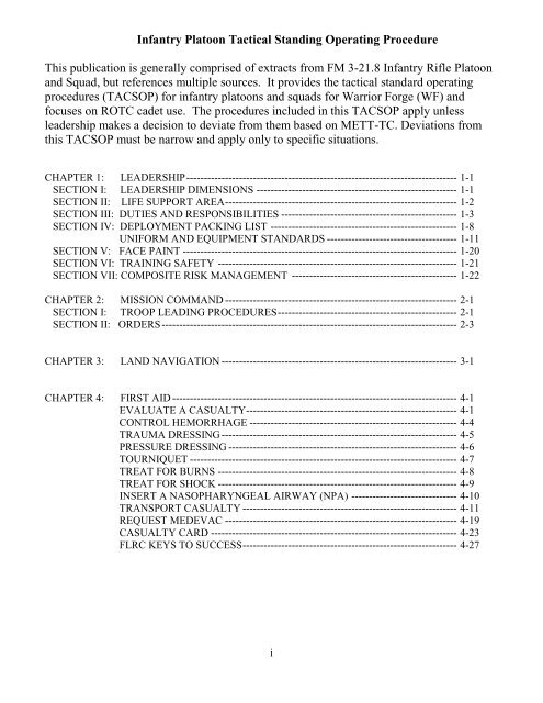 Warrior Forge TACSOP - UNC Charlotte Army ROTC