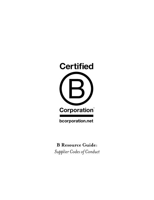 Supplier Codes of Conduct - B Corporation