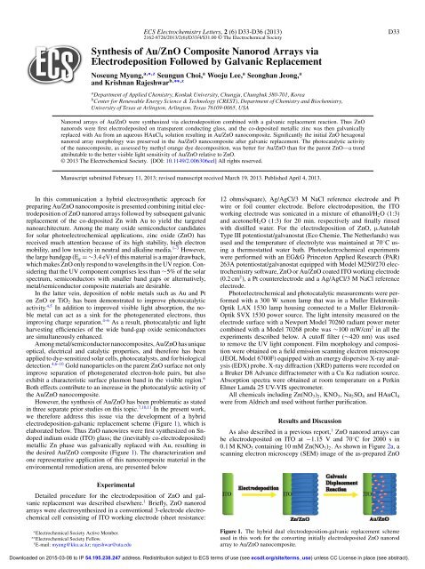 Synthesis Of Auzno Composite Nanorod Arrays Via