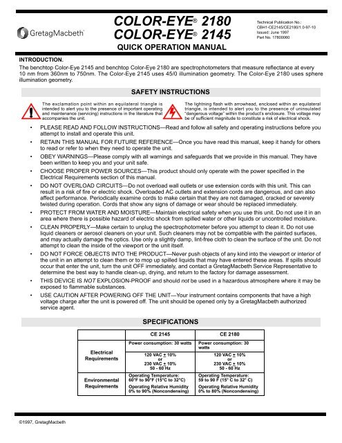 COLOR-EYE® 2180 COLOR-EYE® 2145 - X-Rite