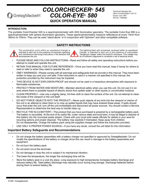 COLORCHECKER® 545 COLOR-EYE® 580 - X-Rite