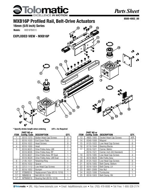 Parts Sheet - You are now at the Down-Load Site for Tol-O - Tolomatic