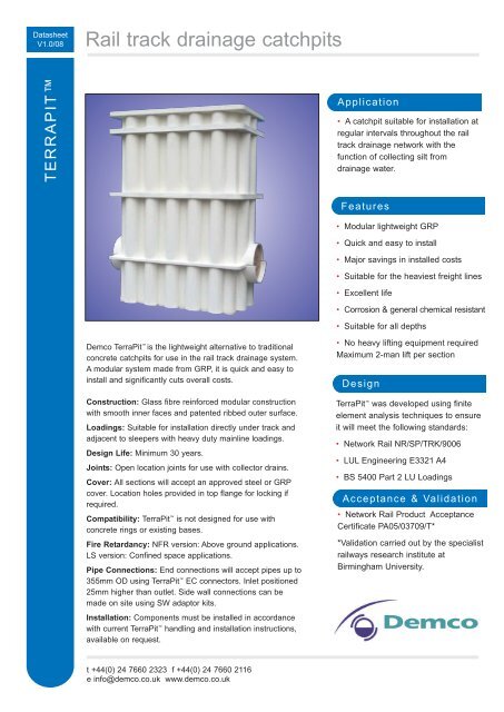 Rail track drainage catchpits - MGS