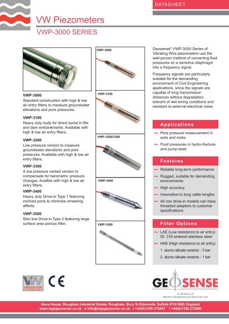 VW VWP-3000 Series Piezometers - Thermo Fisher