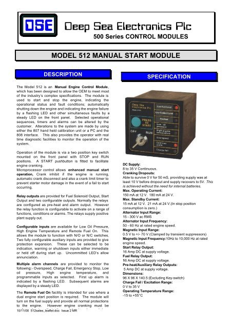 Deep Sea Electronics Plc - Imsab.se