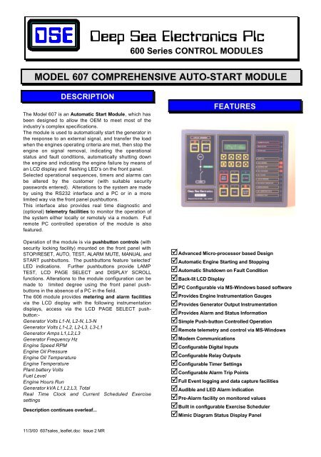 Deep Sea Electronics Plc - Home Mega Global Solution