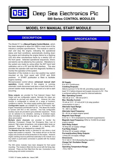 Deep Sea Electronics Plc - Imsab.se
