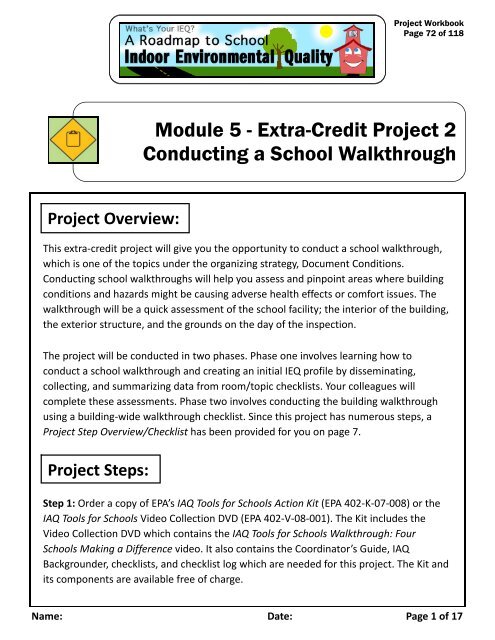 Project â Conducting a School Walkthrough - NEA-HIN