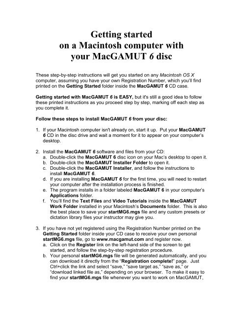 Getting started - MacGamut