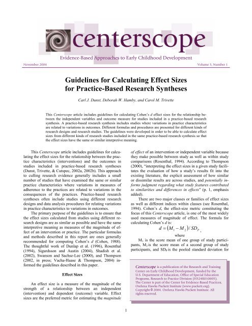 Guidelines for Calculating Effect Sizes for Practice-Based Research ...