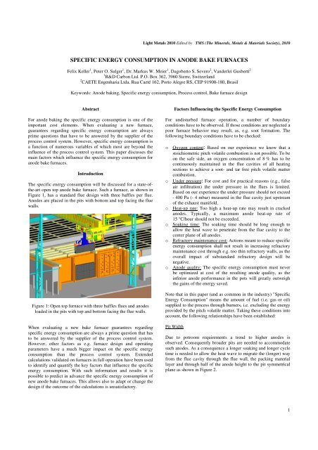 SPECIFIC ENERGY CONSUMPTION IN ANODE BAKE FURNACES