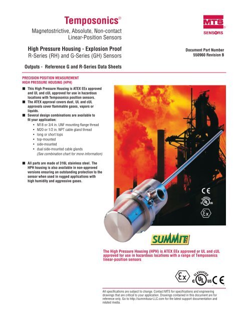 High Pressure Housing - Explosion proof - MTS Sensors