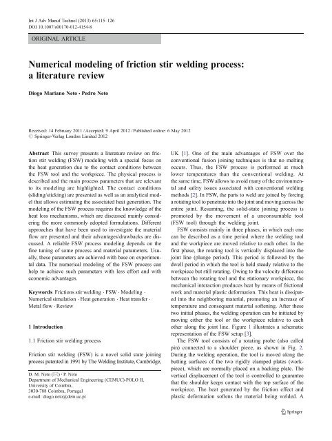 Numerical modeling of friction stir welding process - Universidade ...