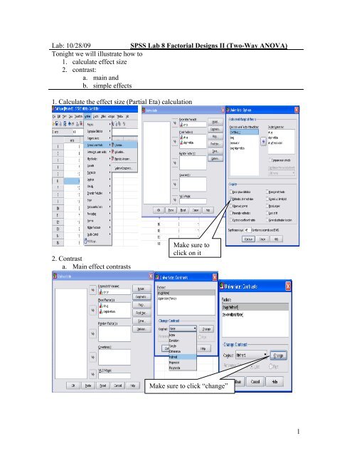 1 Lab: 10/28/09 SPSS Lab 8 Factorial Designs II (Two-Way ANOVA ...