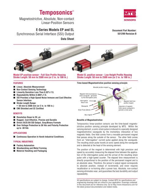 E-Series EP/EL SSI - MTS Sensors