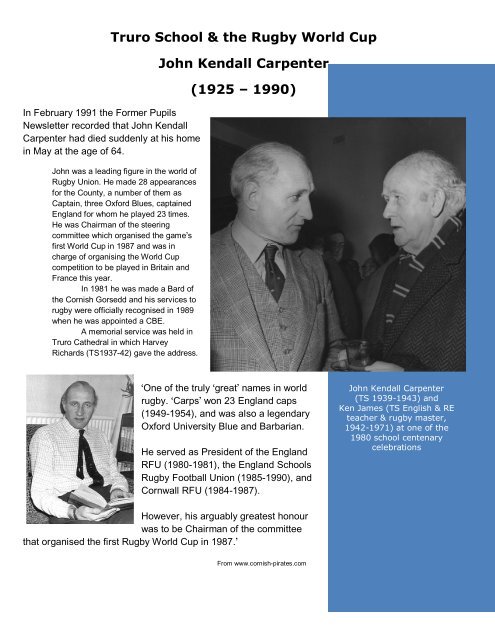 Truro School and the Rugby World Cup