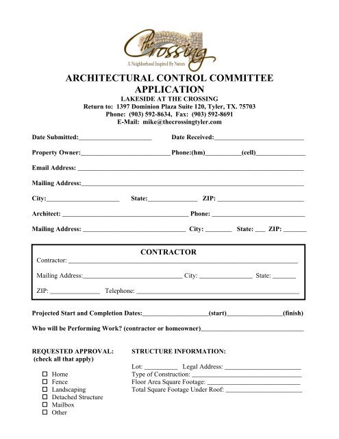 Lakeside Architectural Control Committee Application (pdf)