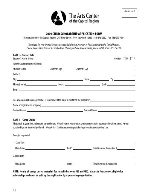 2009 CHILD SCHOLARSHIP APPLICATION FORM - e.Venture Studio