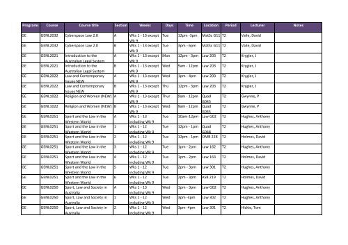 S2 2013 Provisional Timetable.xlsx - UNSW Law