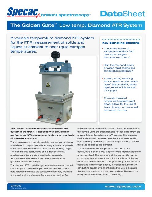 The Golden Gate™ - Low Temperature Diamond ATR ... - Specac