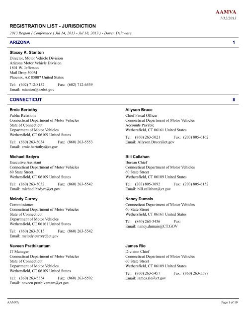 Registration List - American Association of Motor Vehicle ...