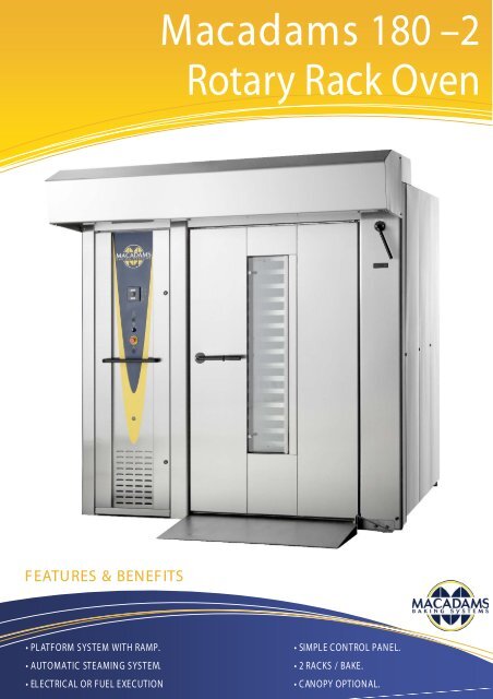 M180-2 Rack Oven front - Macadams