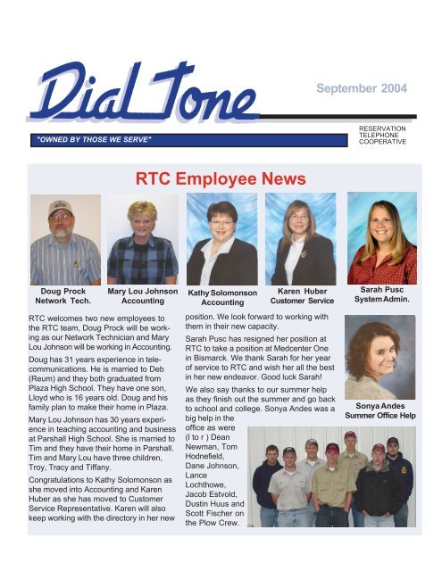 RTC Employee News - Reservation Telephone Cooperative