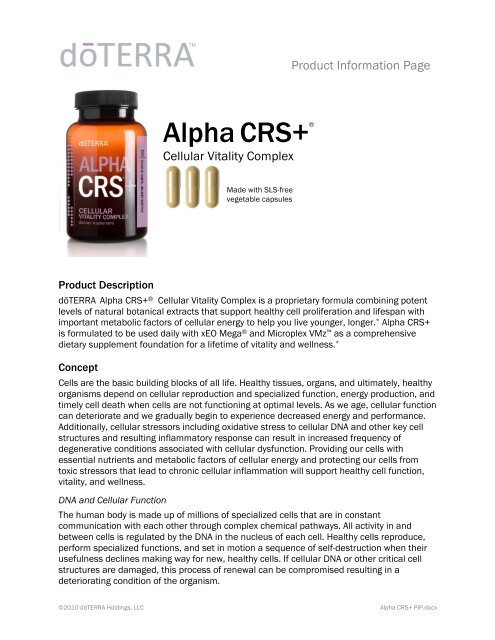 Alpha CRS+ - dÅ TERRA