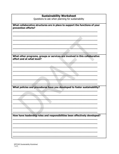 Sustainability Worksheet - MI-PTE