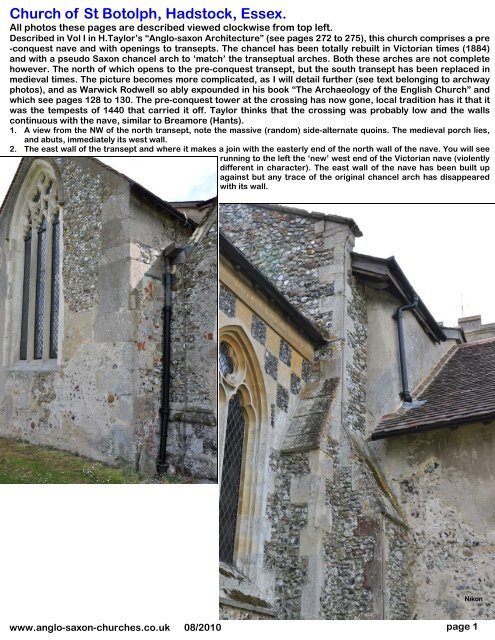 Church of St Botolph, Hadstock, Essex. - Anglo-Saxon churches
