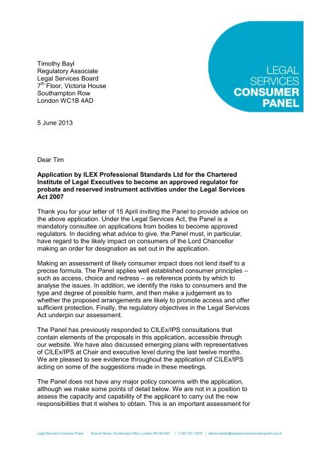 Response to CILEX application to become an approved regulator