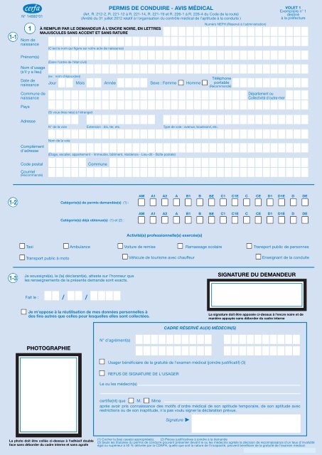 PERMIS DE CONDUIRE - AVIS MÃ DICAL SIGNATURE DU ...