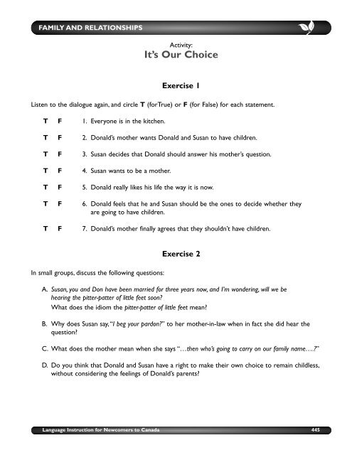 FAMILY AND RELATIONSHIPS