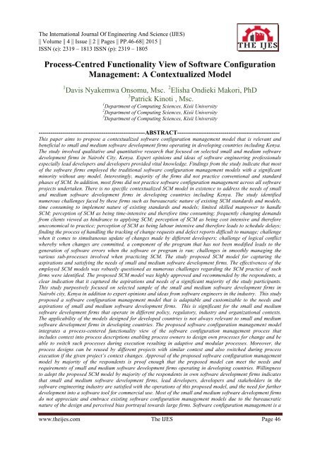 Process-Centred Functionality View of Software Configuration Management: A Contextualized Model