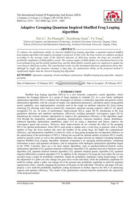 Adaptive Grouping Quantum Inspired Shuffled Frog Leaping Algorithm