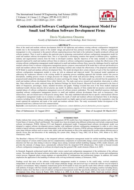 Contextualized Software Configuration Management Model For Small And Medium Software Development ...