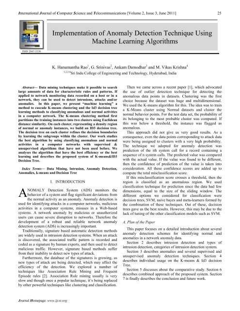 Implementation of Anomaly Detection Technique Using Machine ...
