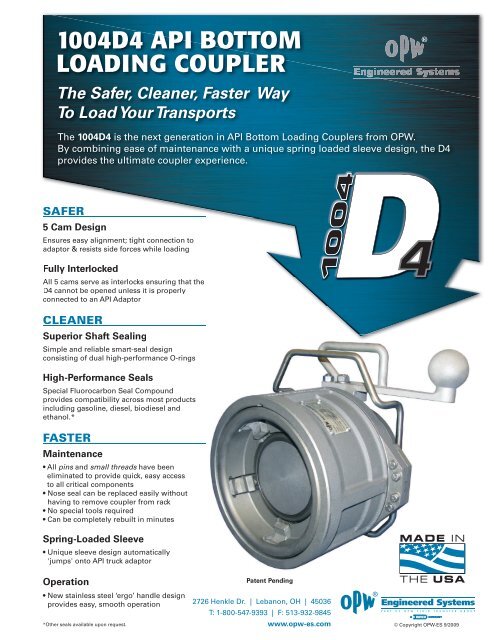 1004D4 API BOTTOM LOADING COUPLER The Safer, Cleaner ...