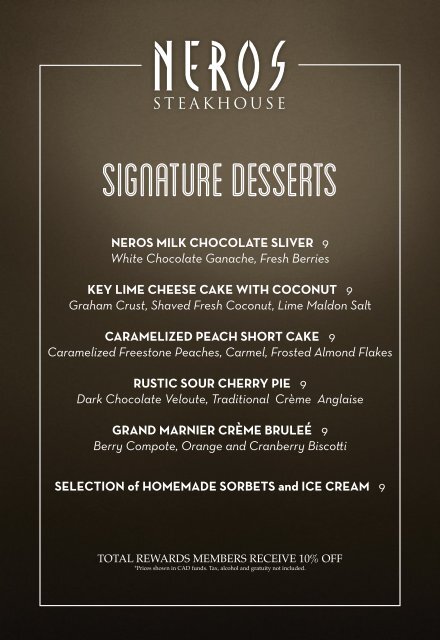 Dessert Menu - Caesars Windsor