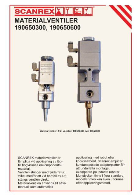 M 190650300, 190650600 ATERIALVENTILER - Scanrex