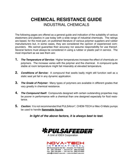 CHEMICAL RESISTANCE GUIDE