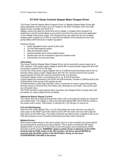 KT-5191 Ocean Controls Stepper Motor Chopper Driver