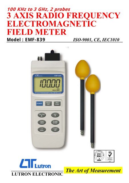 3 AXIS RADIO FREQUENCY ELECTROMAGNETIC FIELD METER