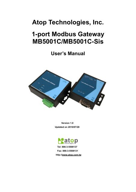 MB5001C series 1-port Modbus Gateway - User's ... - RCC ITALY