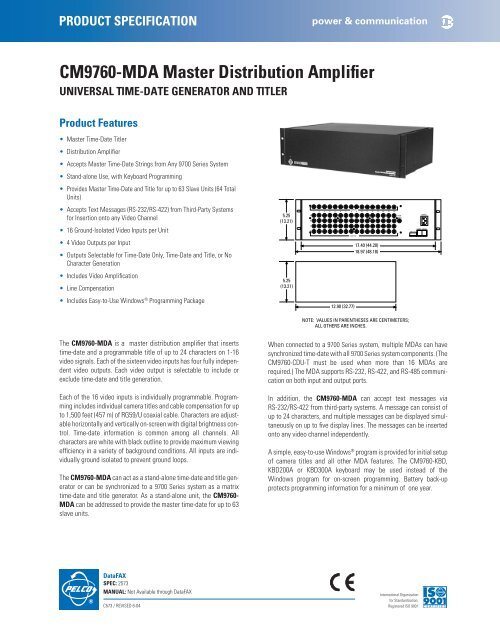 CM9760-MDA Master Distribution Amplifier - Cables Plus USA