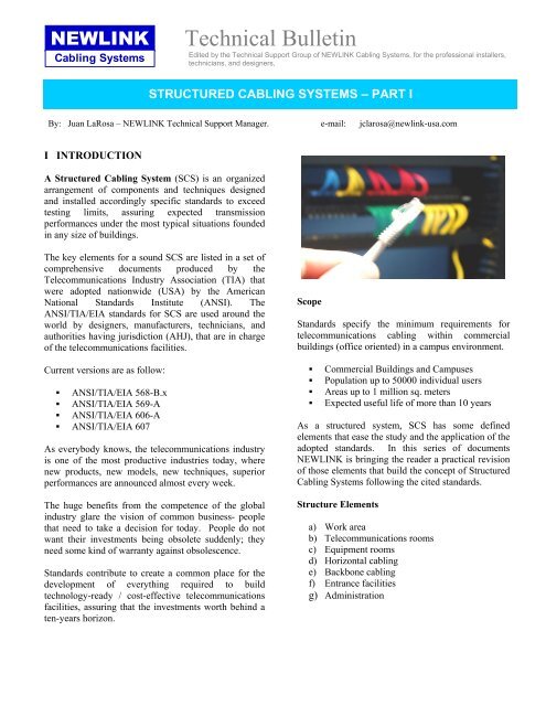 Technical Bulletin - Newlink Cabling Systems