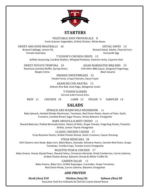 STARTERS SALADS - Great Kosher Restaurants Magazine